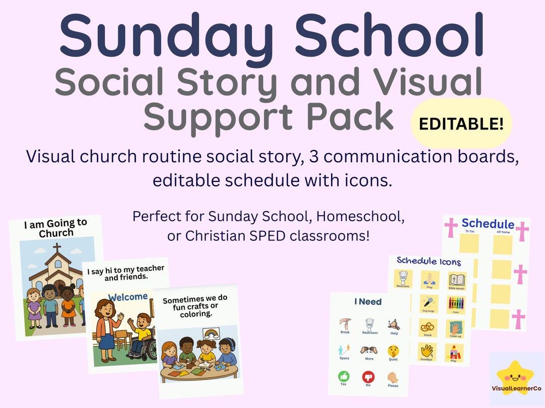 Sunday School Social Story and Visual Support Pack - Etsy