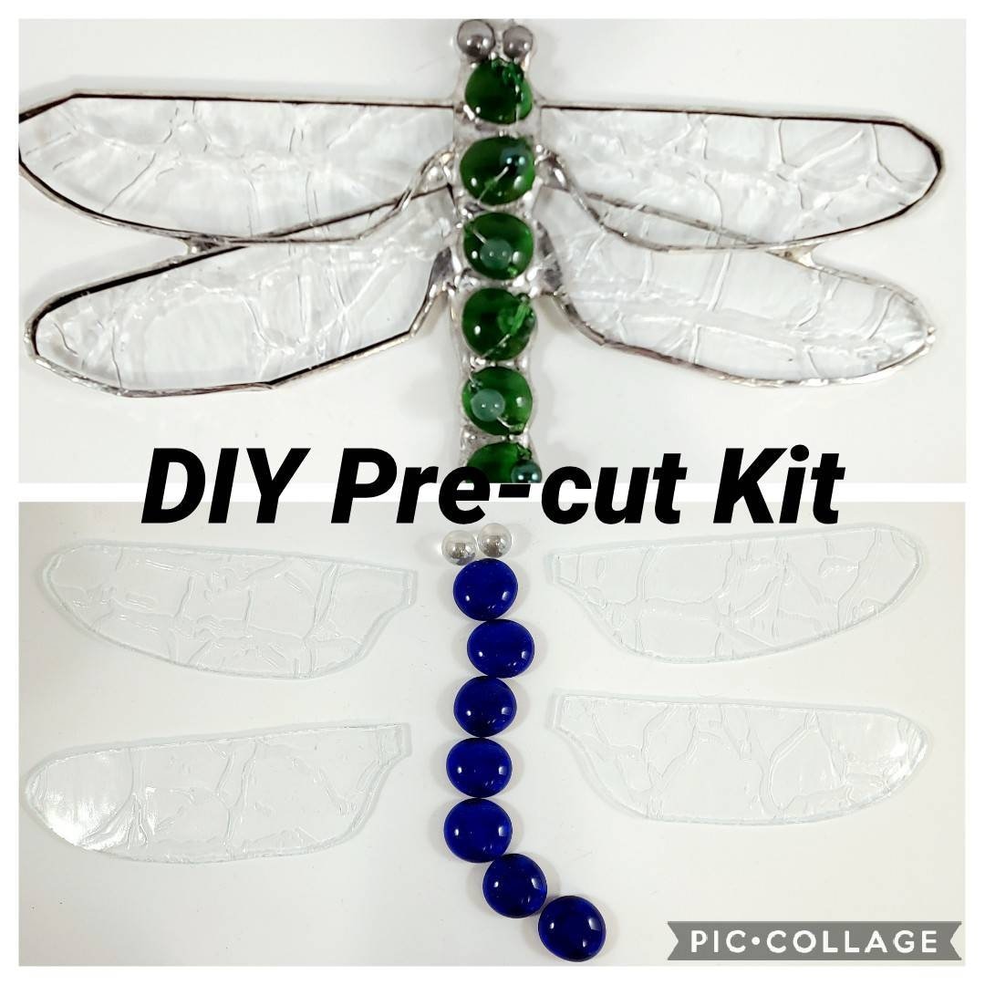 Pre-cut Stained Glass Dragonfly Kit, DIY Stained Glass Kit, Stained ...