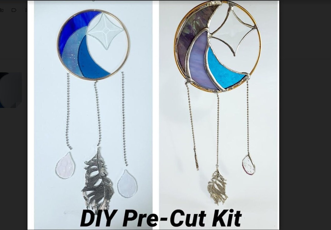Pre-cut Stained Glass Moon Mobile Kit, Stained Glass Kit, Stained Glass ...