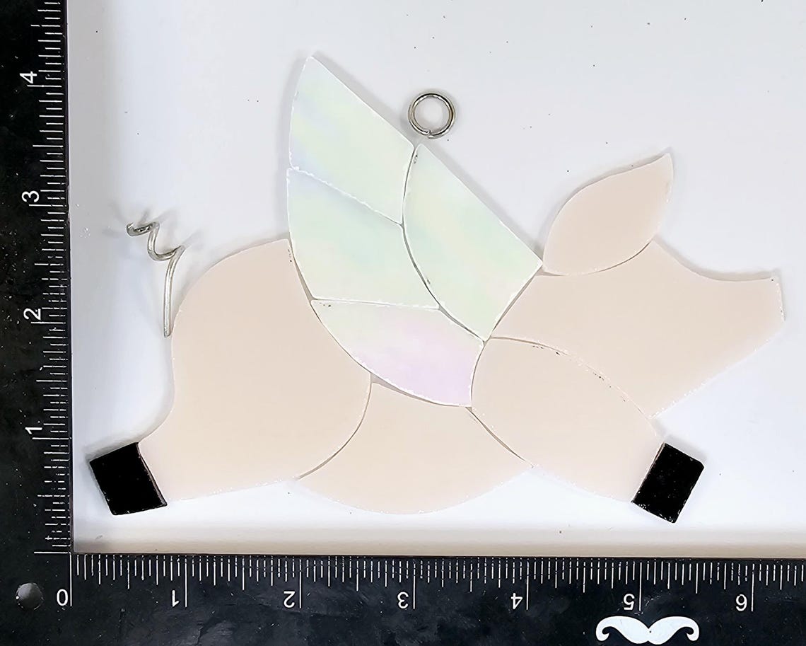 Pre-cut Stained Glass Flying Pig Kit, Stained Glass Kit, Stained Glass ...