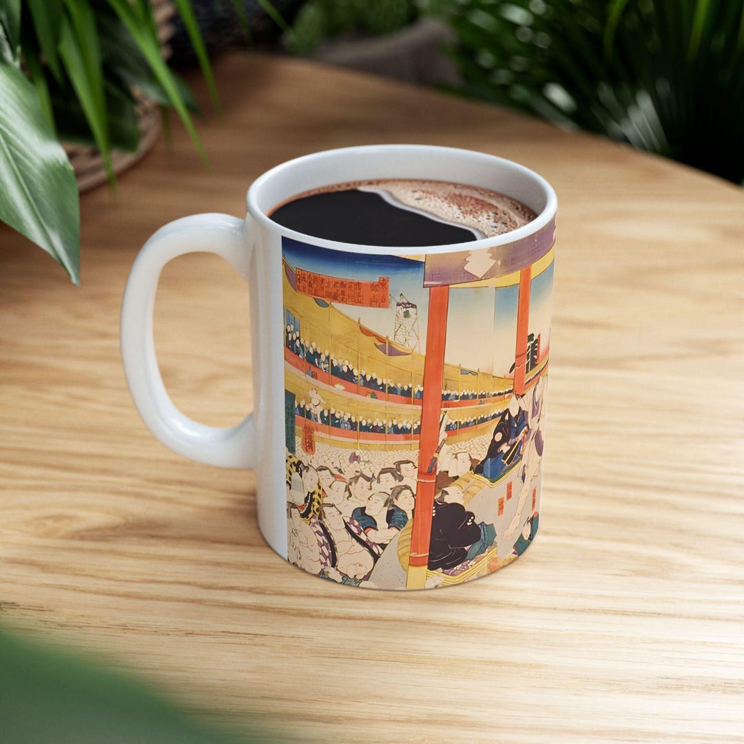 Sumo Wrestling Ukiyo-e Mug: Japanese Art Ceramic Coffee Cup - Etsy