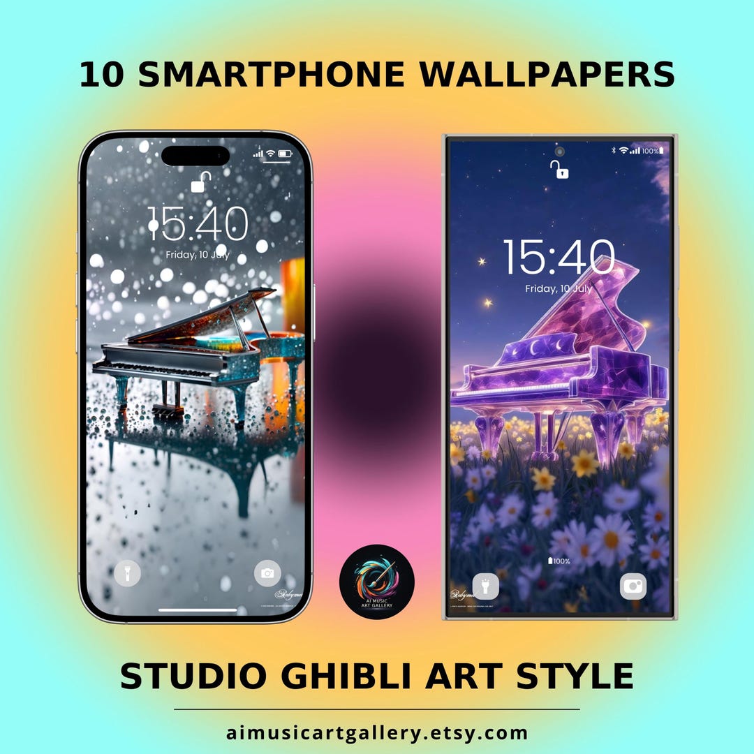 Grand Piano AI Art Wallpapers | 10 Pack 8K UHD | Studio Ghibli Style ...