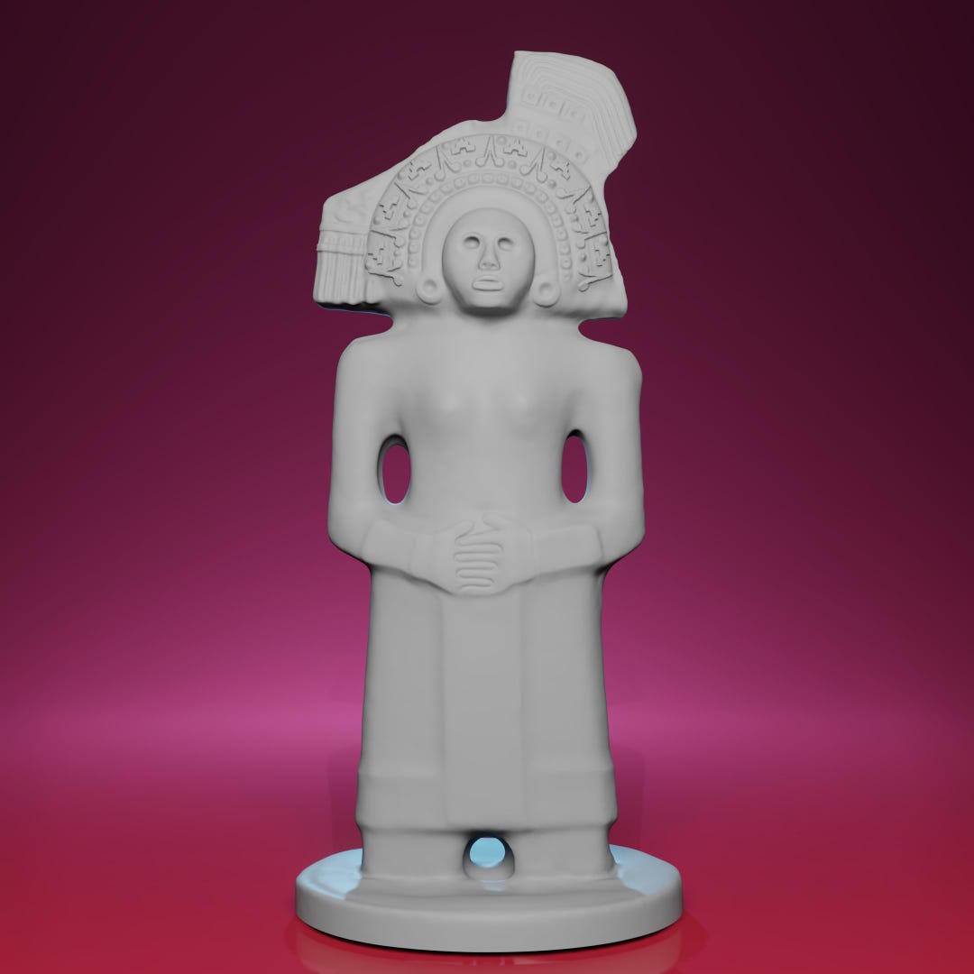 3D Printed Huaxtec Female Deity Statue - Inspired by the British Museum ...