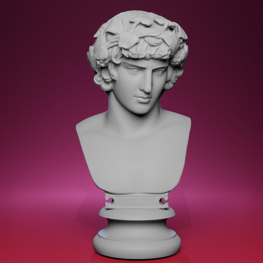 3D Printed Portrait of Antinous as Dionysus Bust – Inspired by the ...