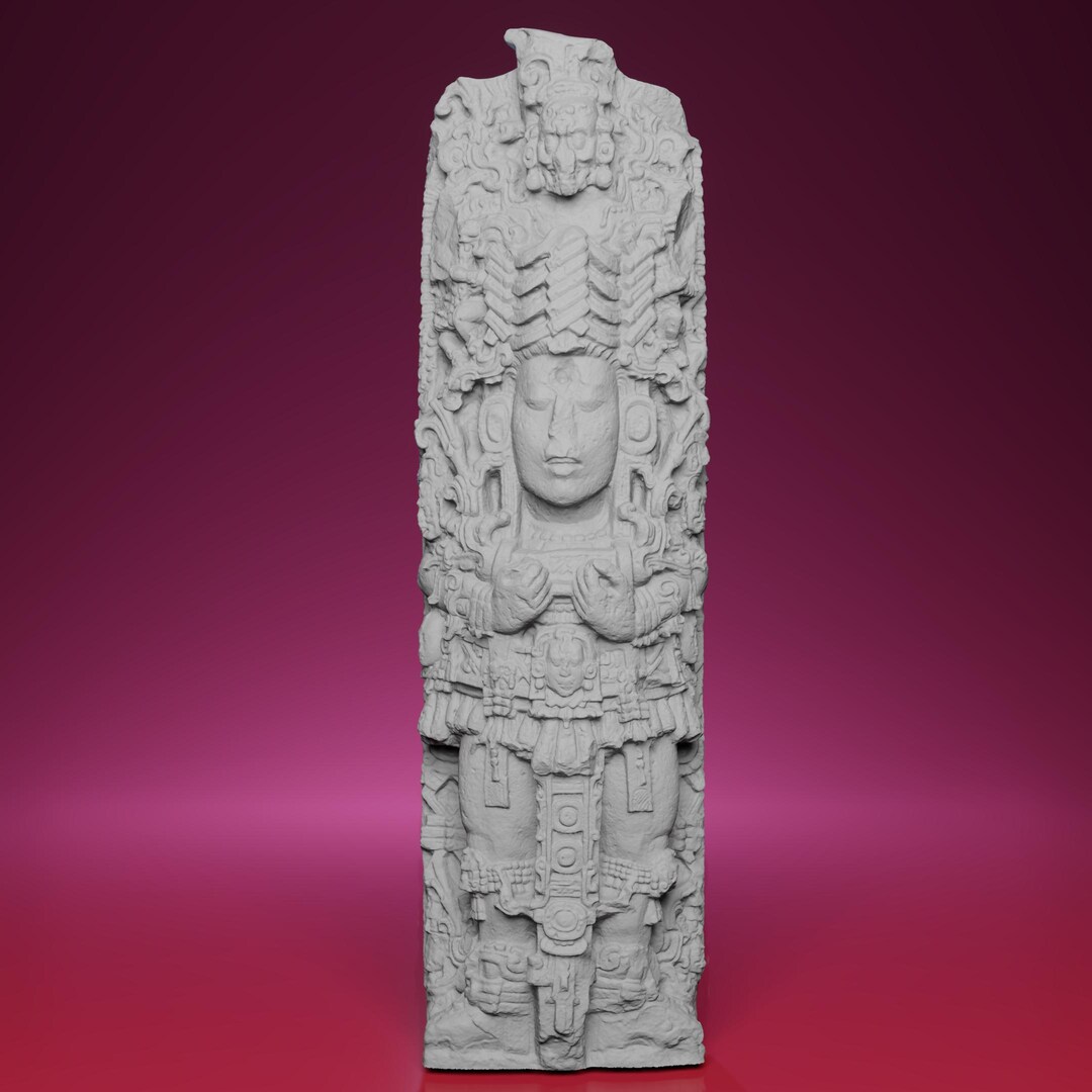 3D Printed Stela A of Copan Statue - Inspired by Copan Sculpture Museum ...