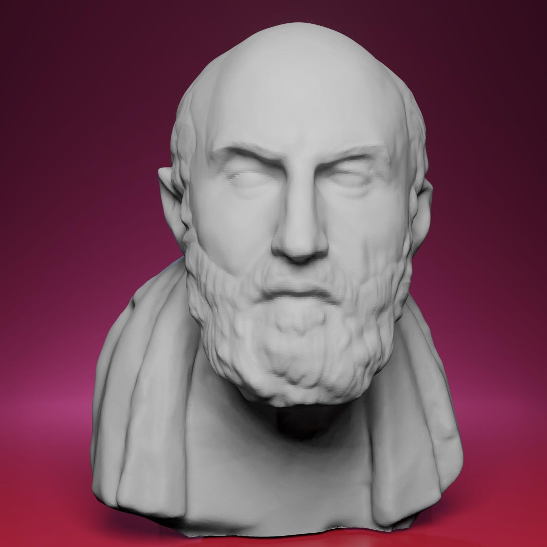 3D Printed Chrysippos Bust - Inspired by the British Museum in London ...