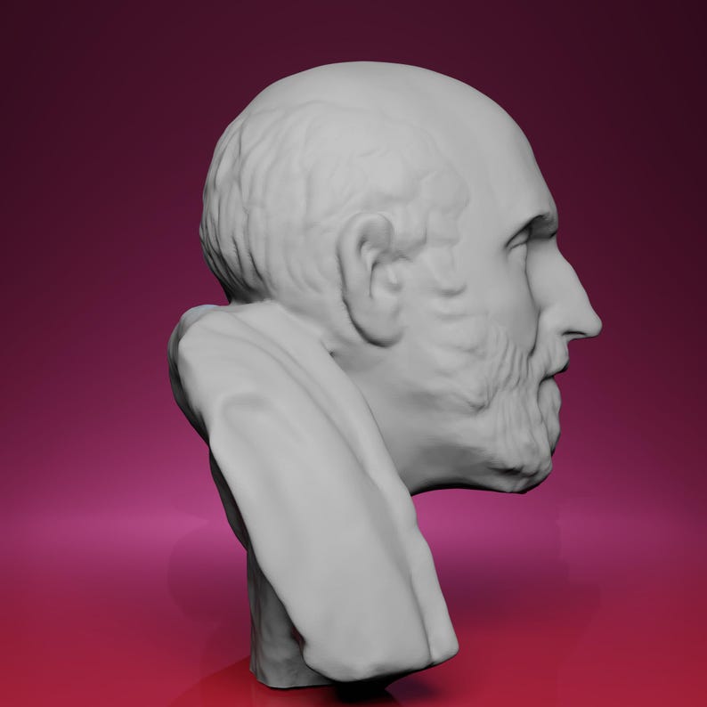 3D Printed Chrysippos Bust - Inspired by the British Museum in London ...