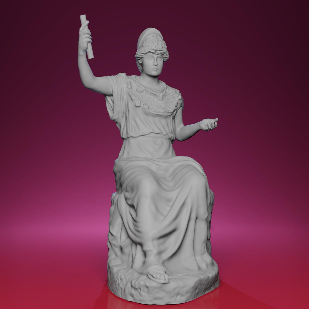 3D Printed Seated Minerva Statue - Inspired by the Louvre in Paris - Etsy