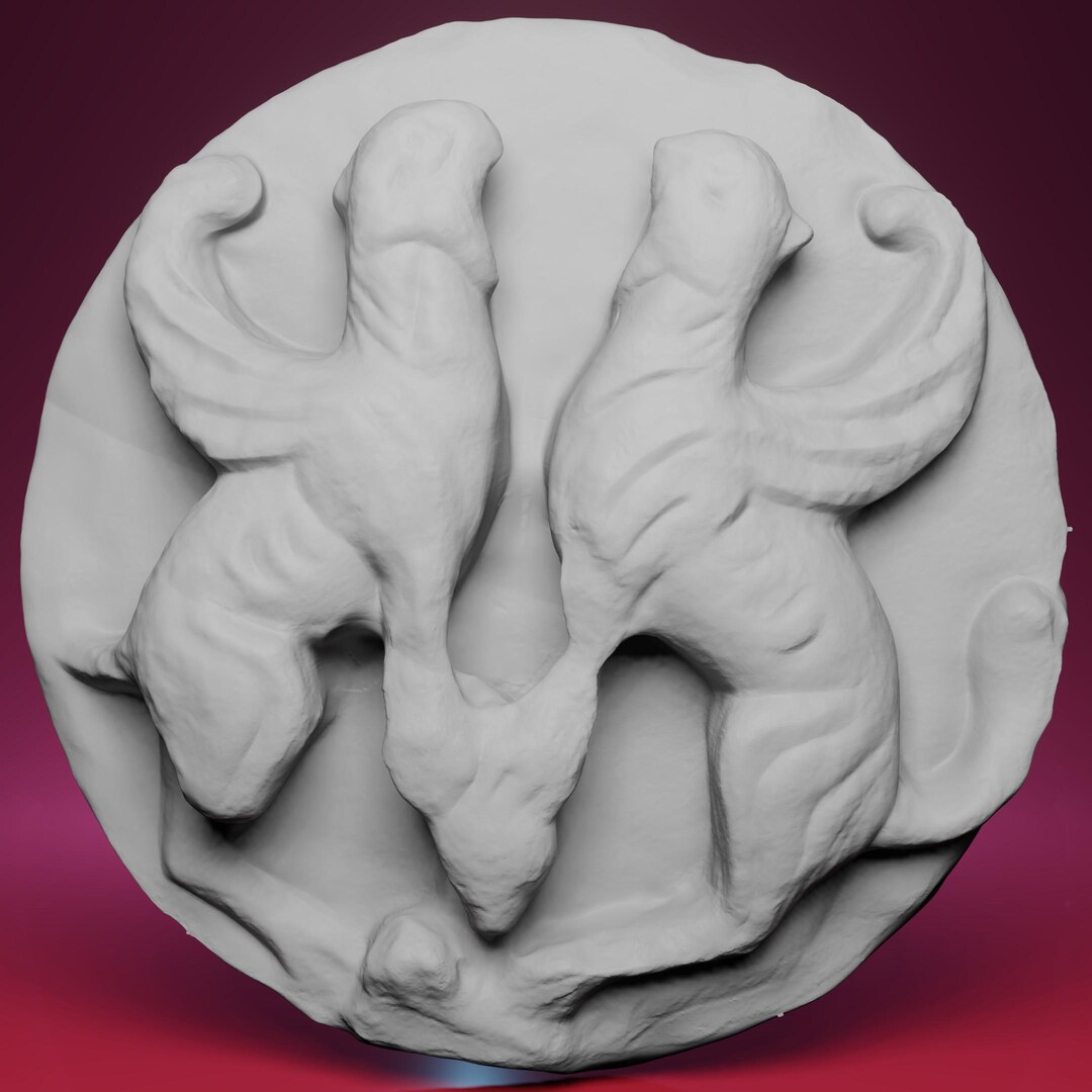 3D Printed Griffin Acroterion Relief - Inspired by Musei Civici Agli ...