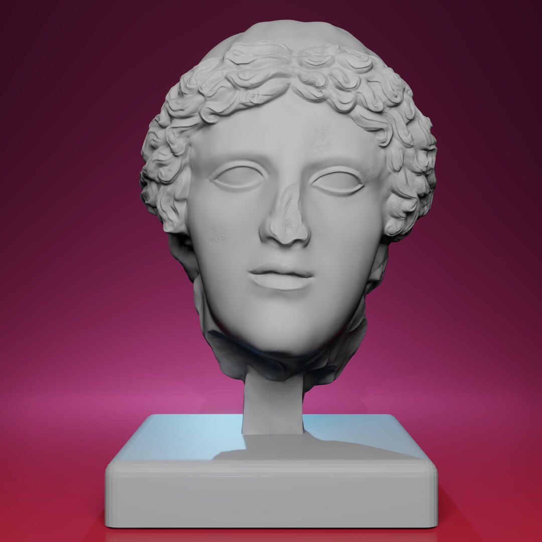 3D Printed Head of Apollo Bust – Inspired by the Louvre Museum in Paris ...