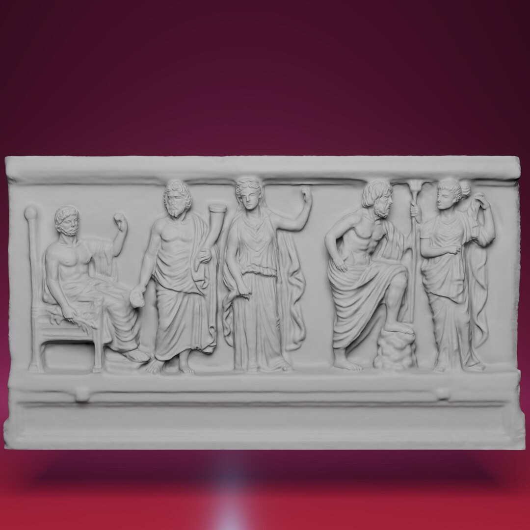 3D Printed Marble Relief of Jupiter, Pluto, Persephone, Neptune, and ...