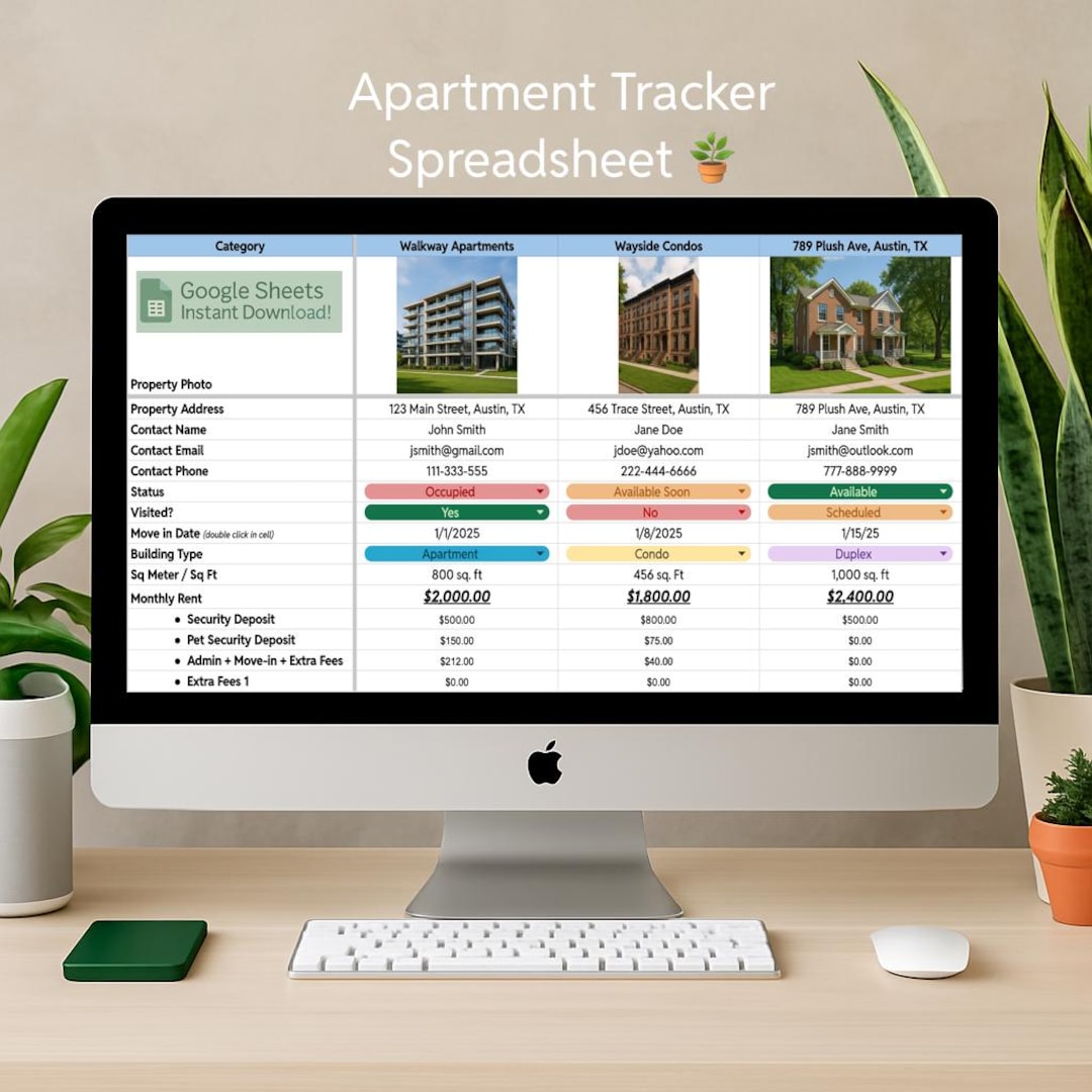 Apartment Hunting Spreadsheet | Apartment Comparison Tracker | Rental ...