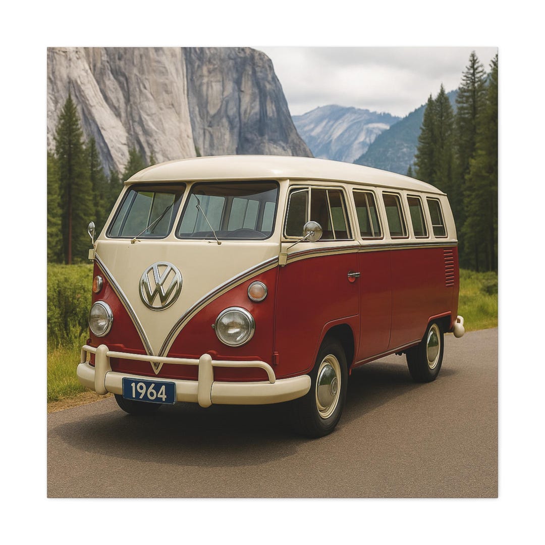 Vintage VW Bus Wall Art, Retro Canvas Print, Home Decor, Gift for Van ...