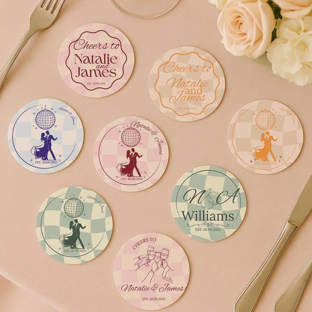 Custom Wedding Coaster Bundle Personalised Paper Coasters for Wedding ...