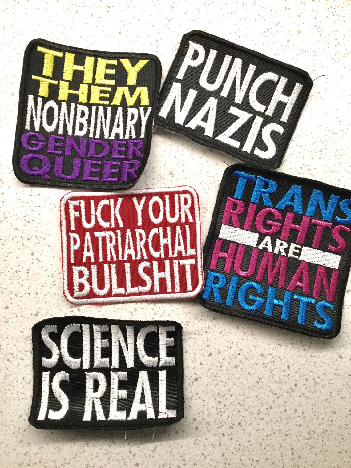 Political Sew-on Embroidered Patch Punch Nazis Trans Rights | Etsy