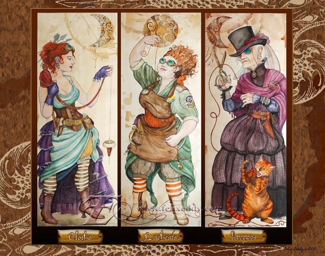 The Three Fates 8x10 STEAMPUNK ART PRINT From Original Artwork by Felix ...