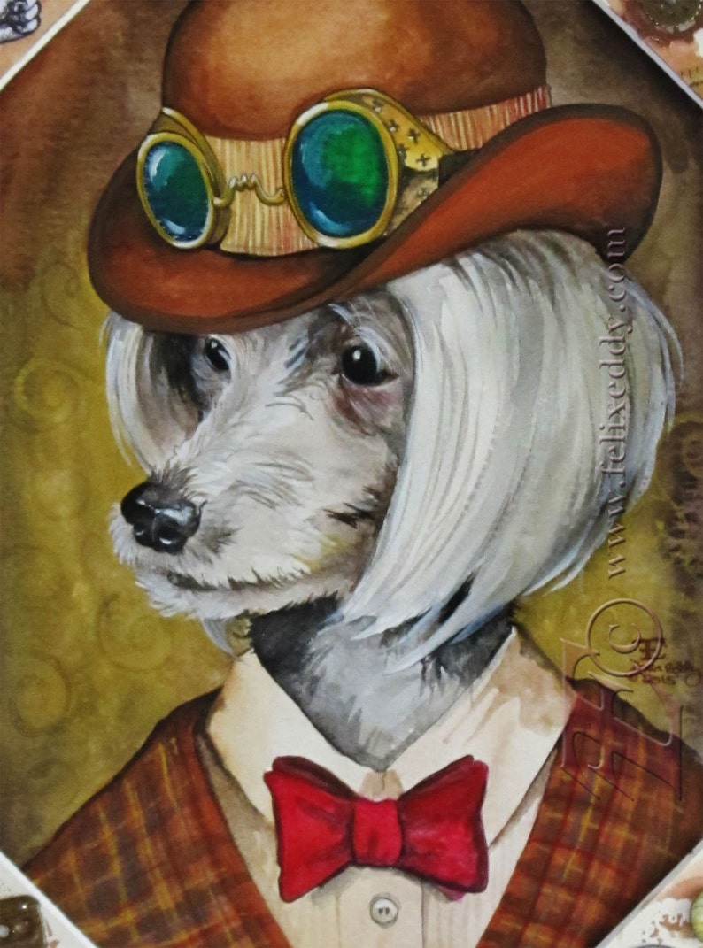 Custom Full Color Steampunk Pet Portait 8x10 Watercolor - Etsy