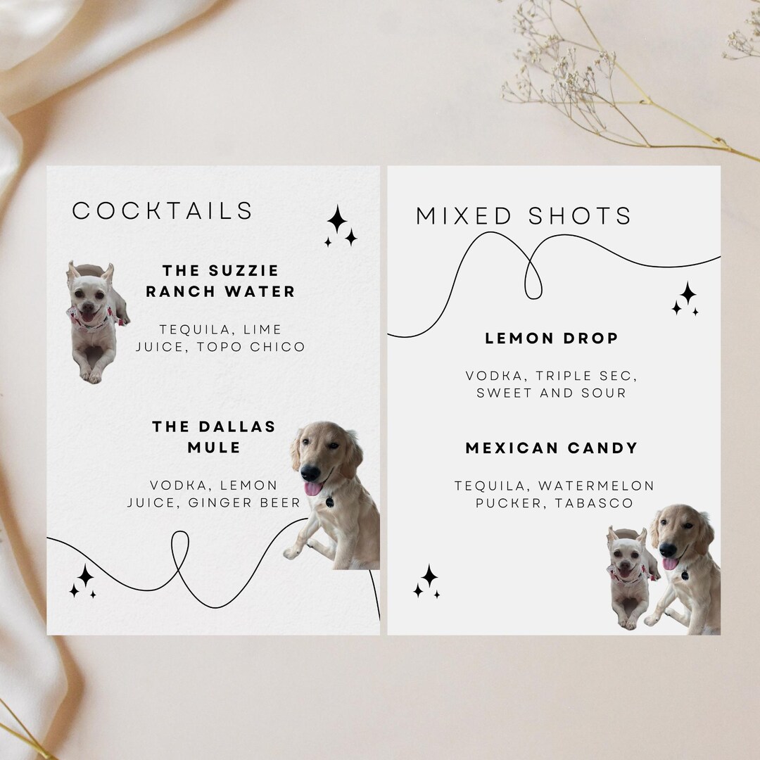 Custom Bar Menu Sign | Personalized Drink Menu Printable | Editable Bar ...