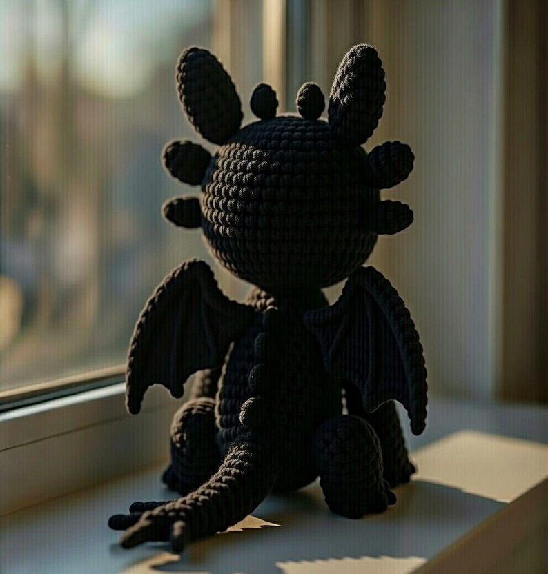 Toothless Dragon Crochet Pattern: Amigurumi PDF, Black Dragon Crochet ...