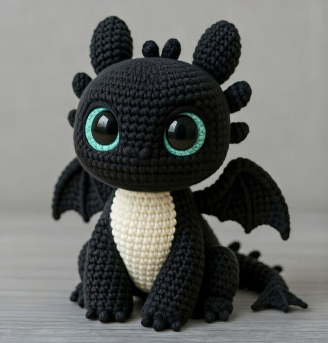 Toothless Dragon Crochet Pattern: Amigurumi PDF, Black Dragon Crochet ...