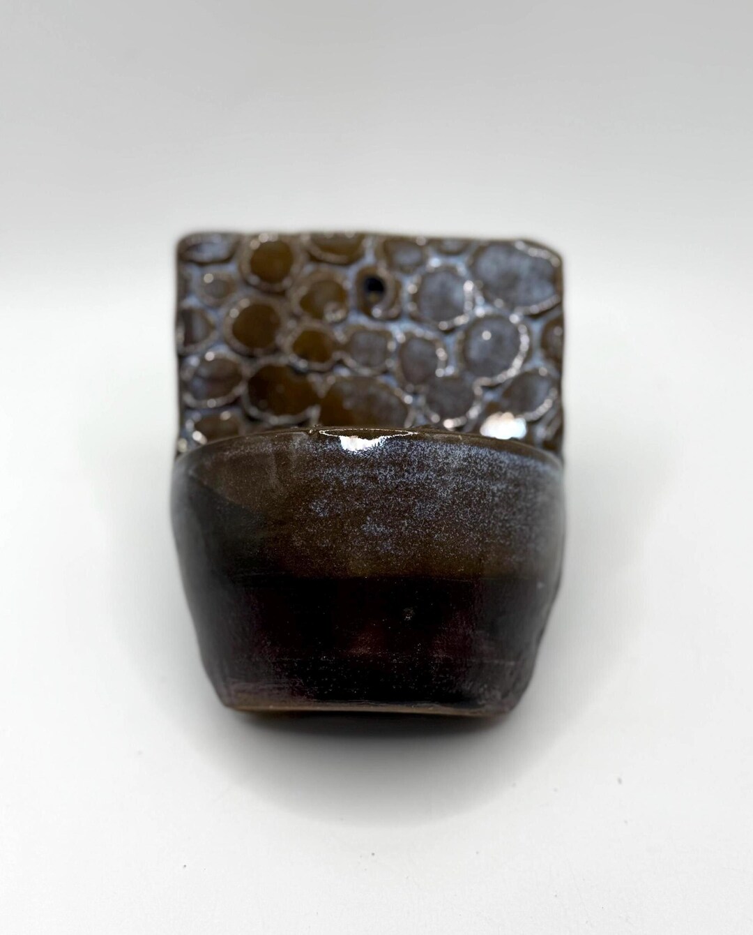 Small Handmade Rock Texture Wall Pocket – Deep Mocha Gloss Glaze ...
