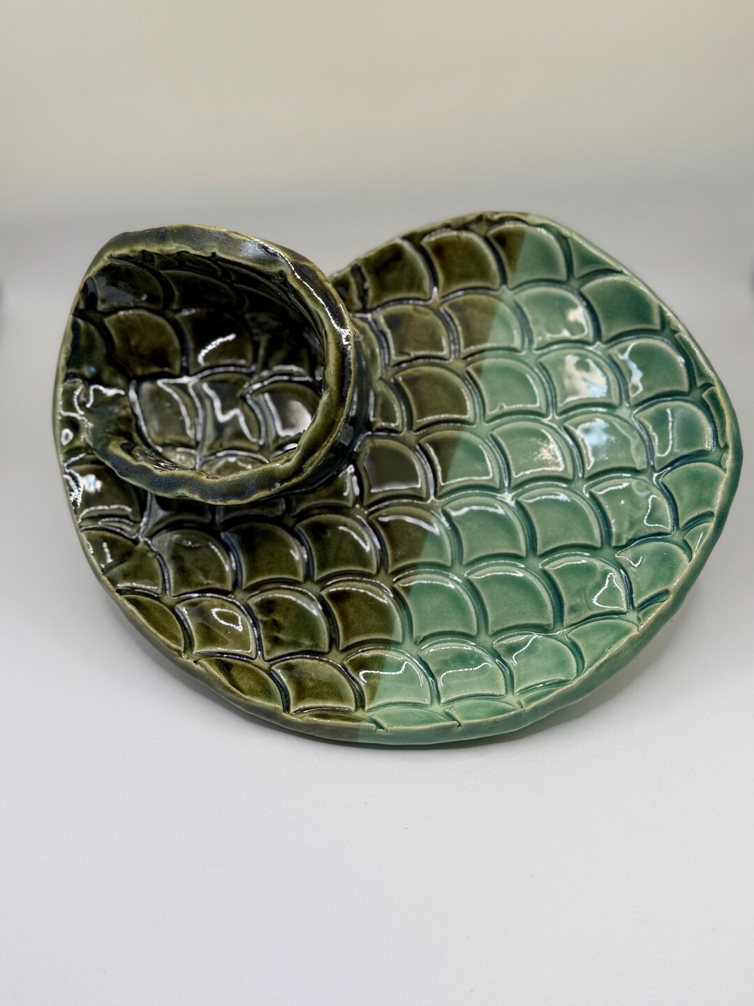Handmade Ceramic Dip Dish: Mermaid Scale Snack Tray - Chaos to Clay - Etsy