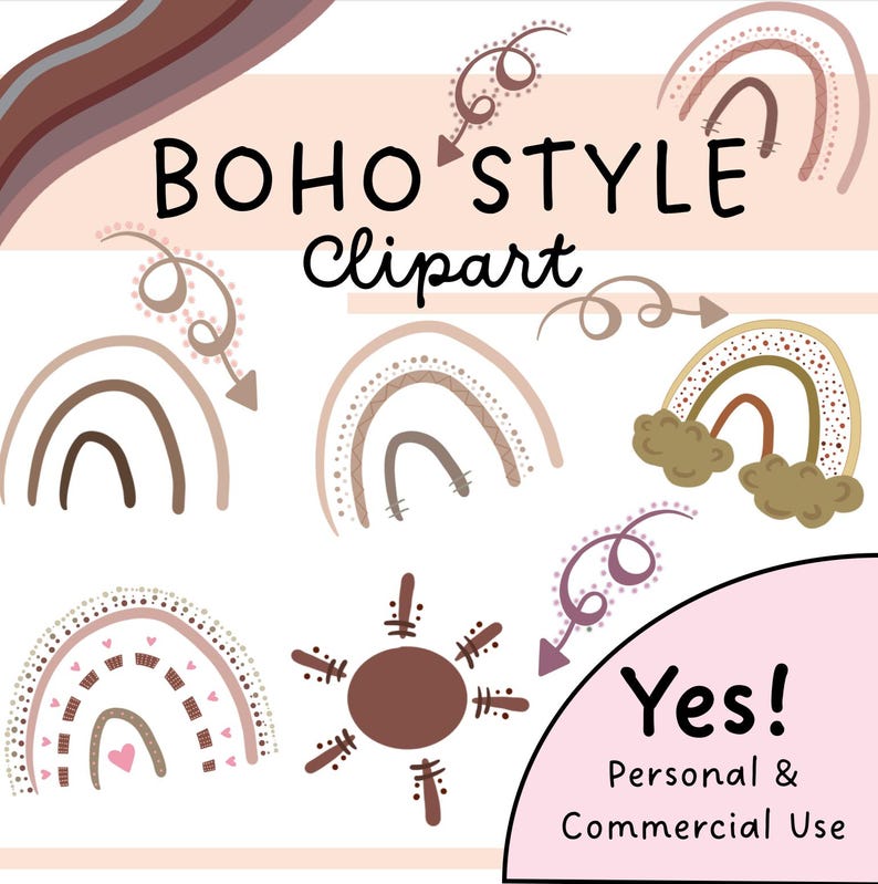 Boho Style Decor Clipart- Personal & Commercial Use - Etsy