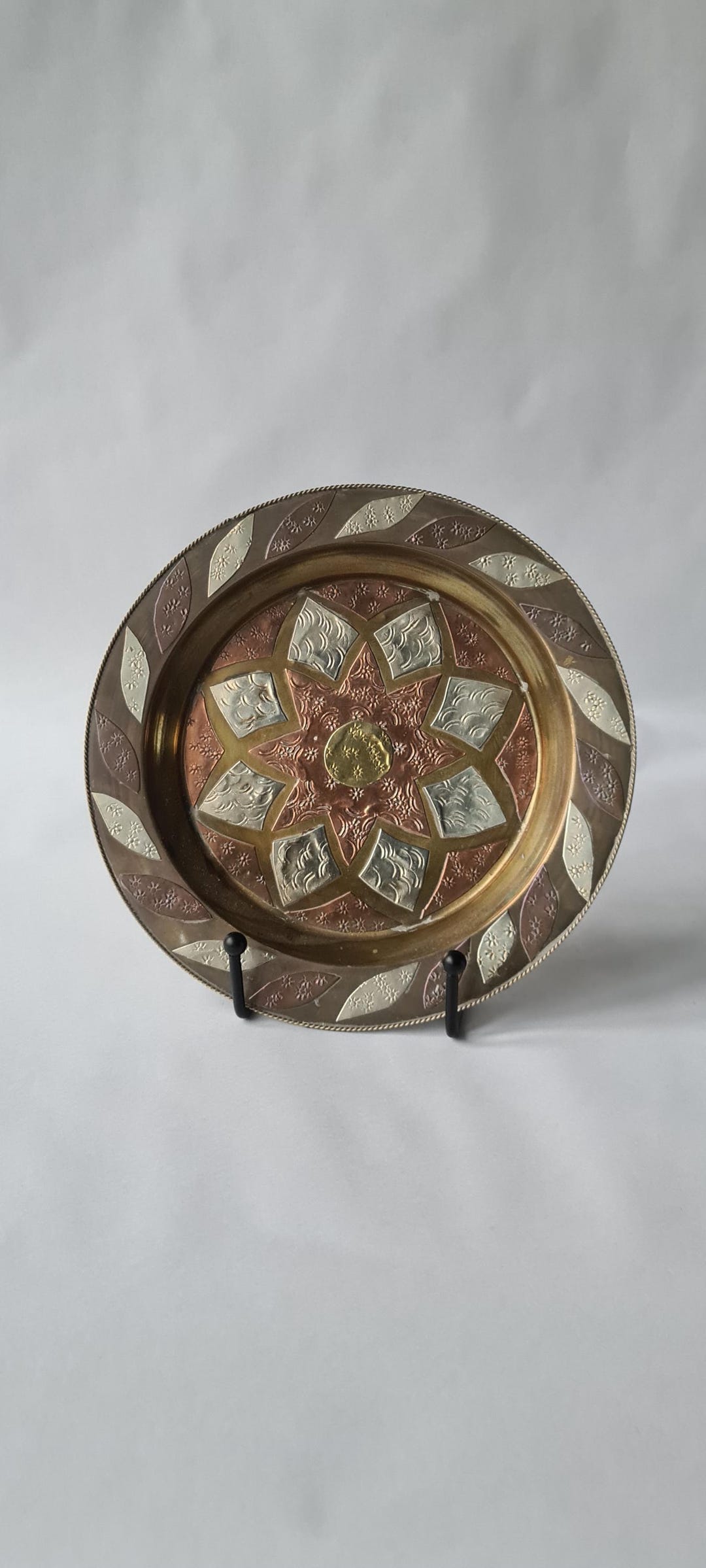 Copper, Brass and Tin Wall Plate With Sun Motif - Etsy