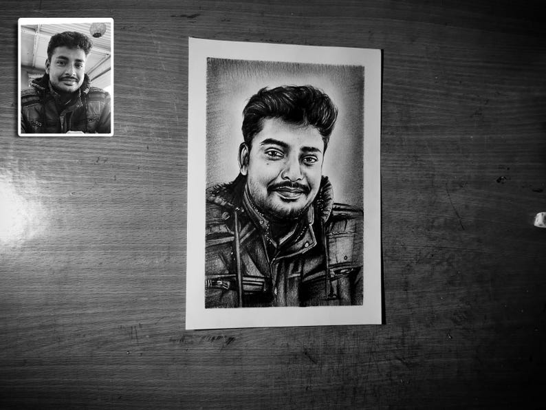 Buy Custom Pencil Sketch Portrait Frame | Handmade Charcoal Drawing ...