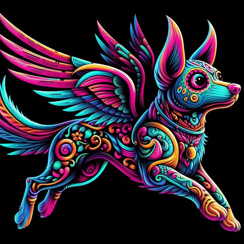 Mexican Folk Art Dog Alebrijes – 3 JPG Clipart Files for Instant ...