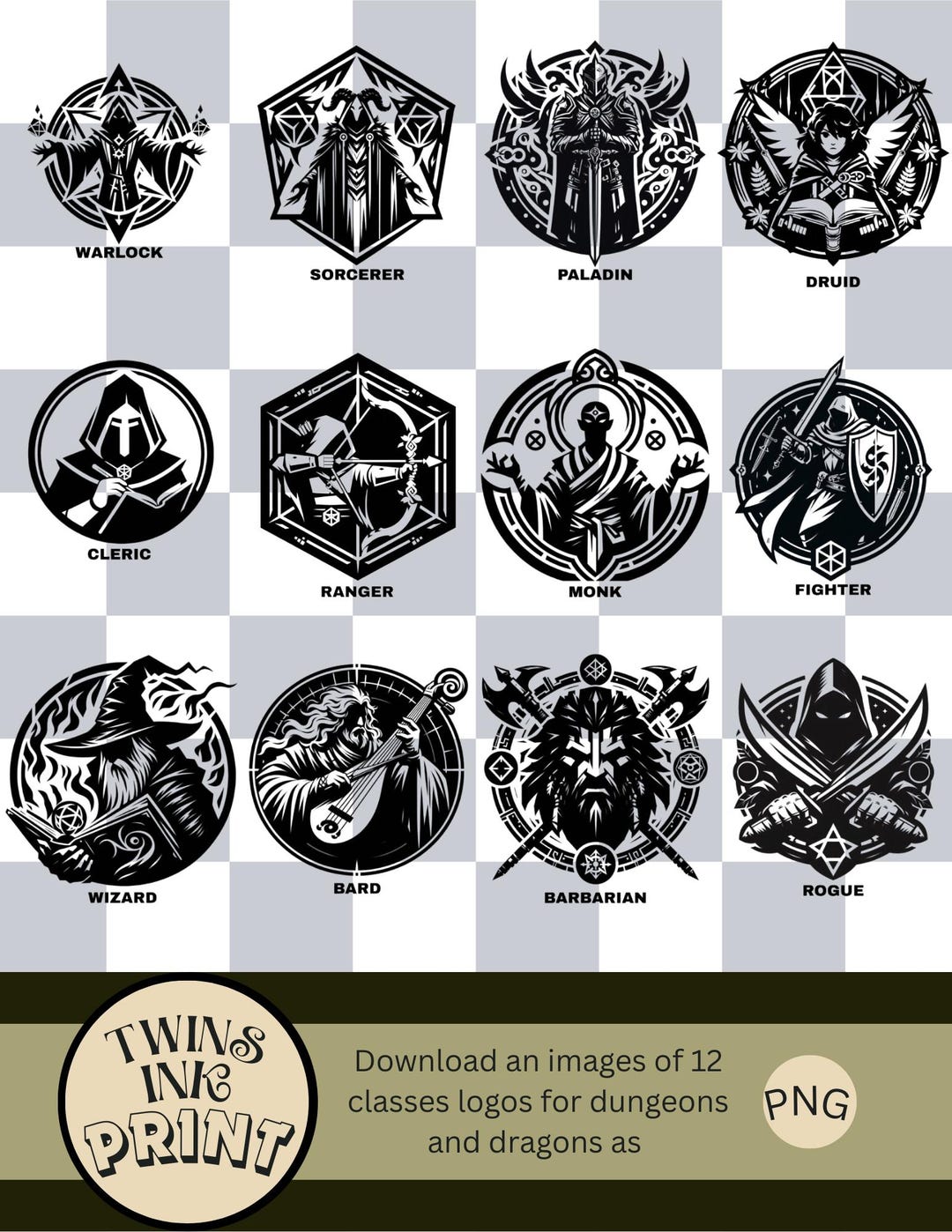 Dungeon and Dragons Class Symbols - Fantasy RPG Clip Art for Players ...