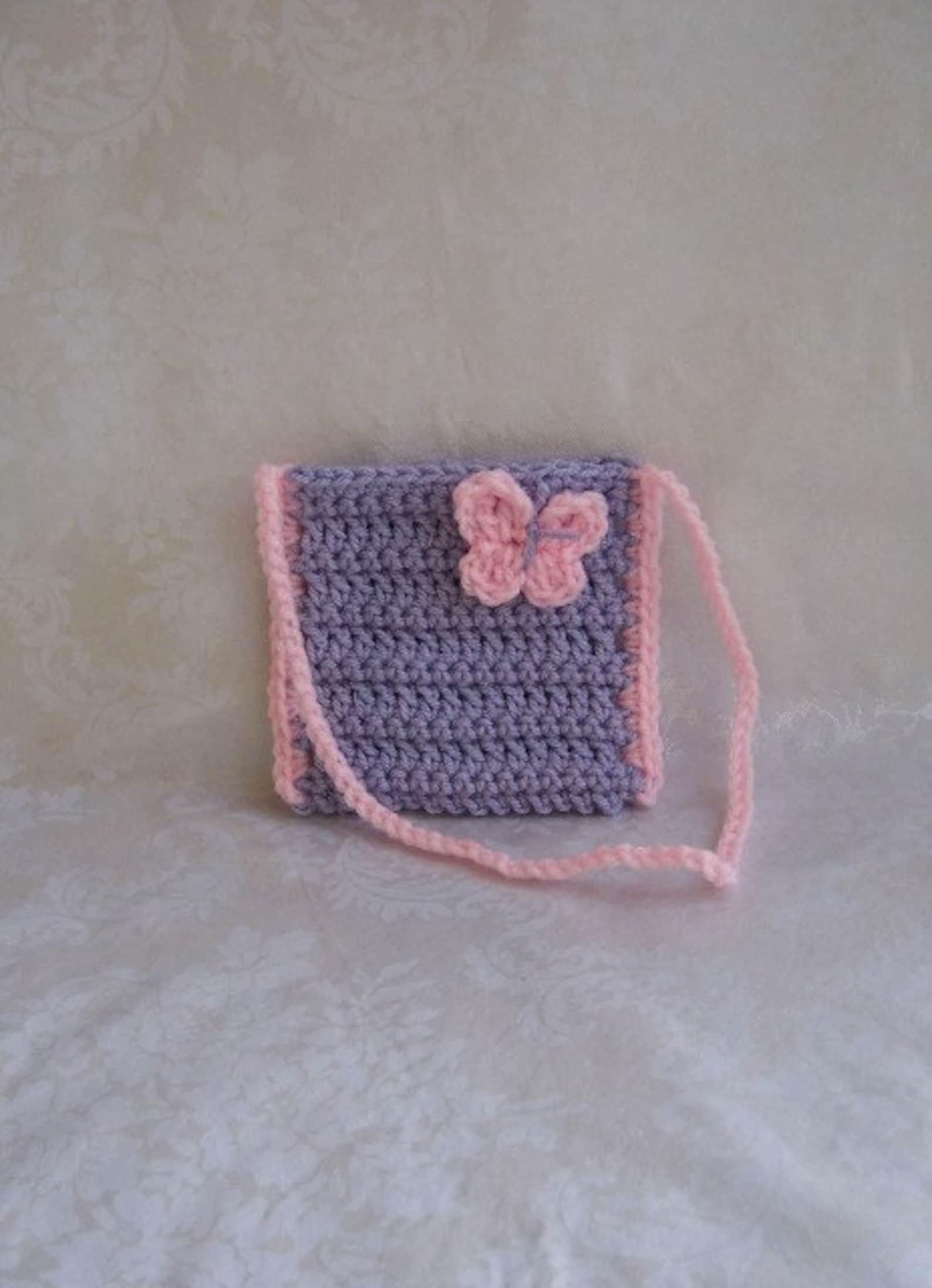 Crochet Girls Purse, Toddler Purse, Crochet Purse With Strap, Butterfly ...
