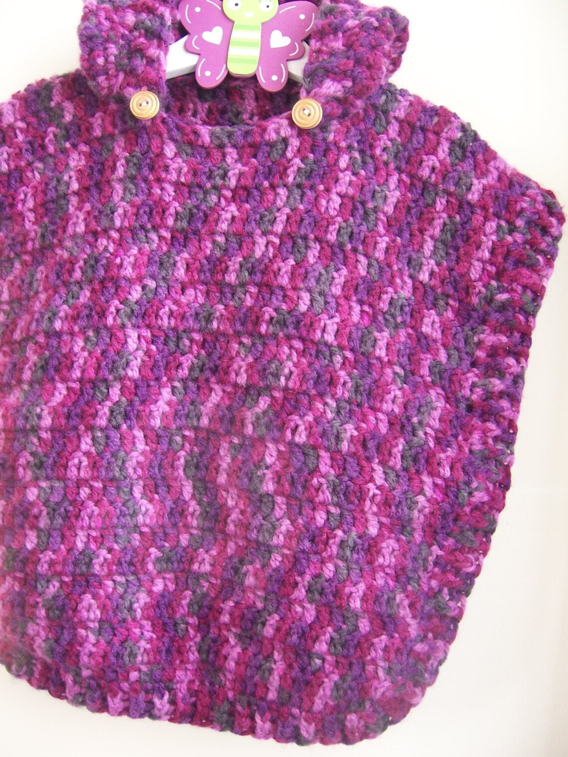 Crochet Poncho Purple Poncho Pink Poncho Crochet Poncho for - Etsy