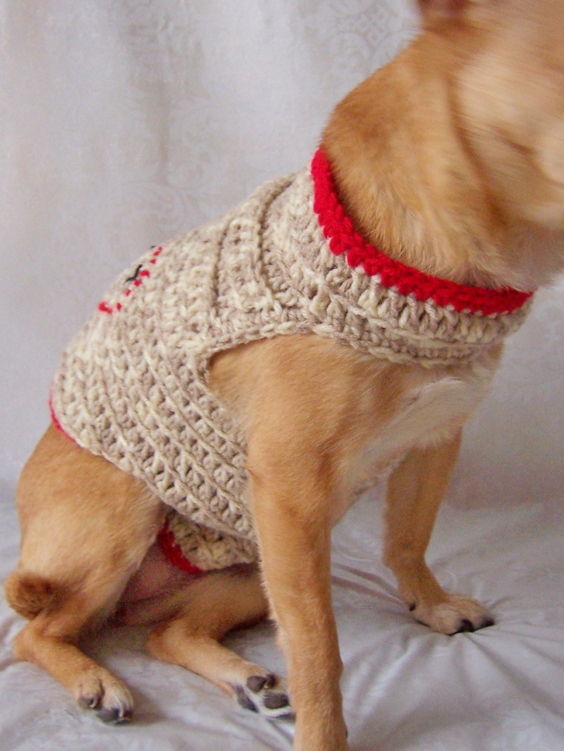 Crochet Dog Sweater, Sock Monkey Sweater, Sweater for Small Dogs ...