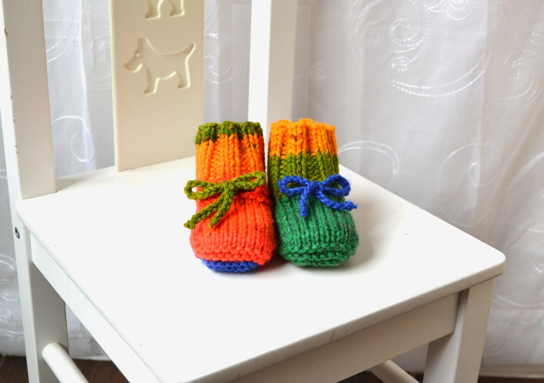 Knit Baby Booties, Multicolor Baby Booties, Knit Multicolor Booties ...
