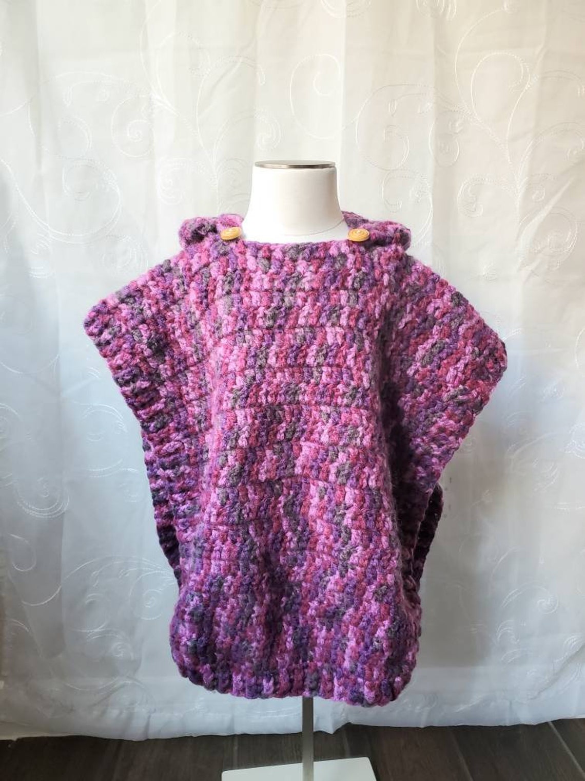 Crochet Poncho, Purple Poncho, Pink Poncho, Crochet Poncho for Girls - Etsy