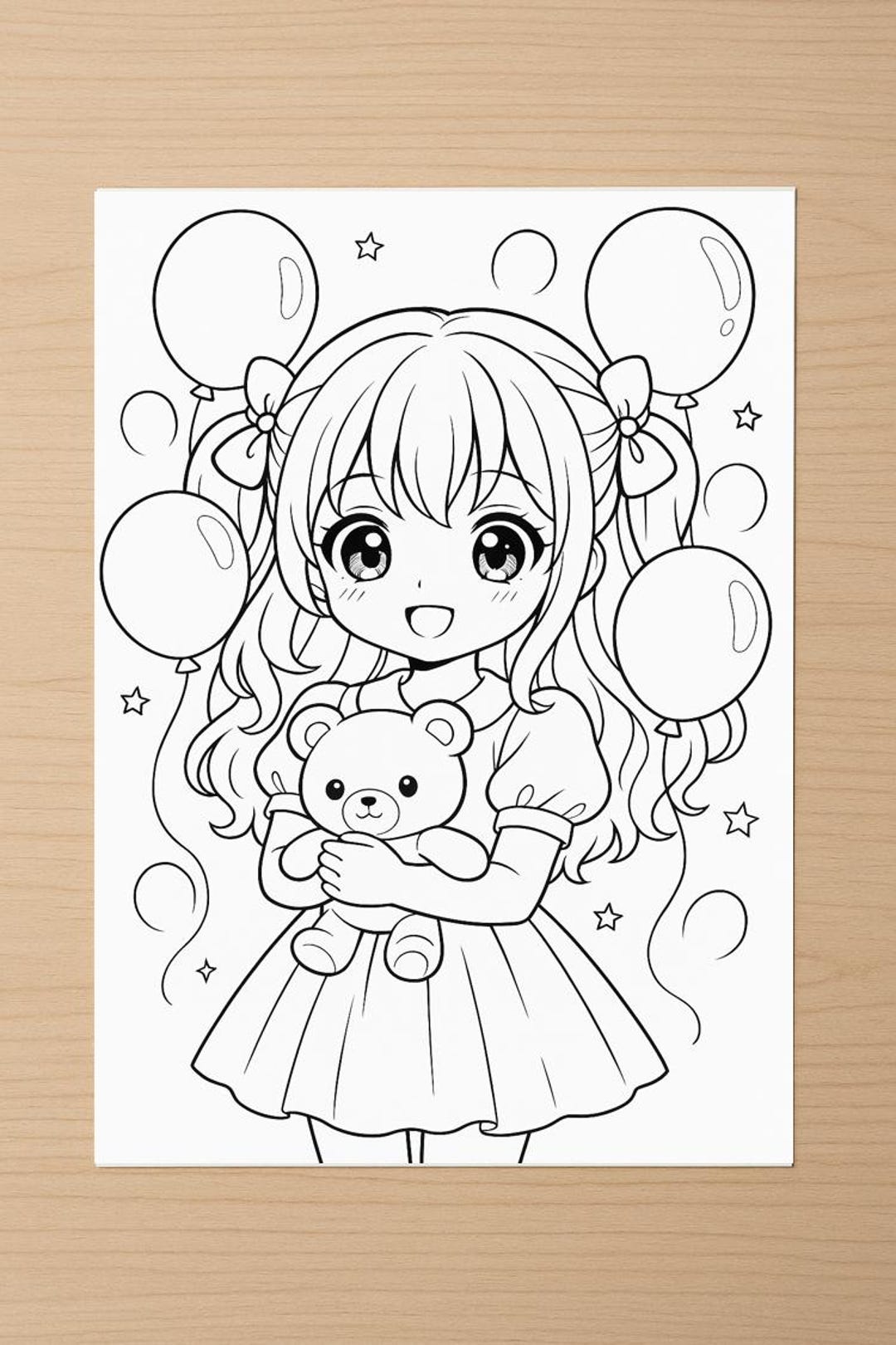 Cute Kawaii Manga Coloring Pages - Digital Download - Fun for Kids and ...