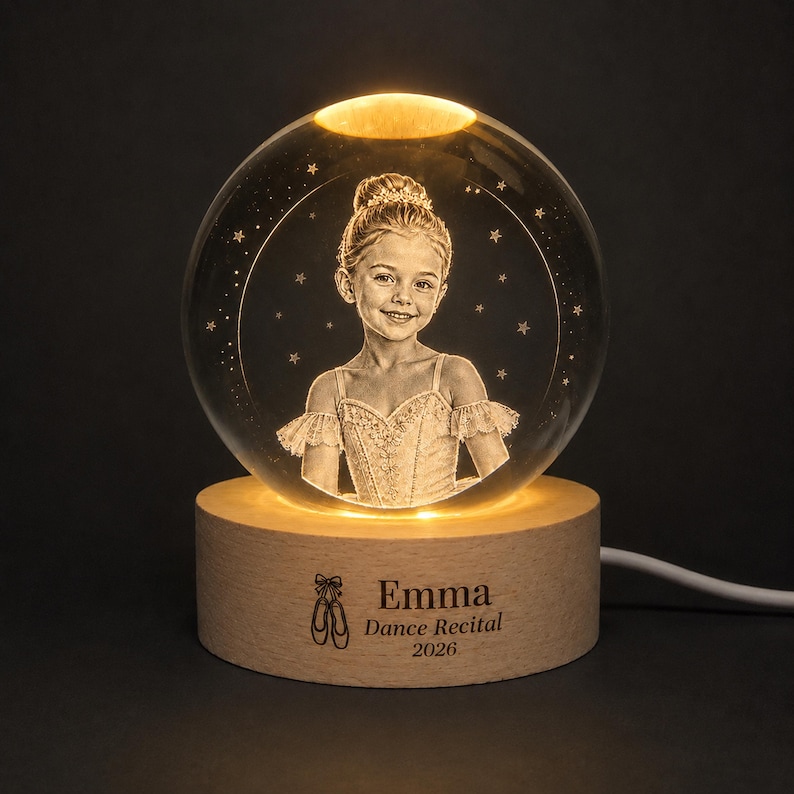 Dance Recital Gift for Girls, Personalized Crystal Ball Night Light ...