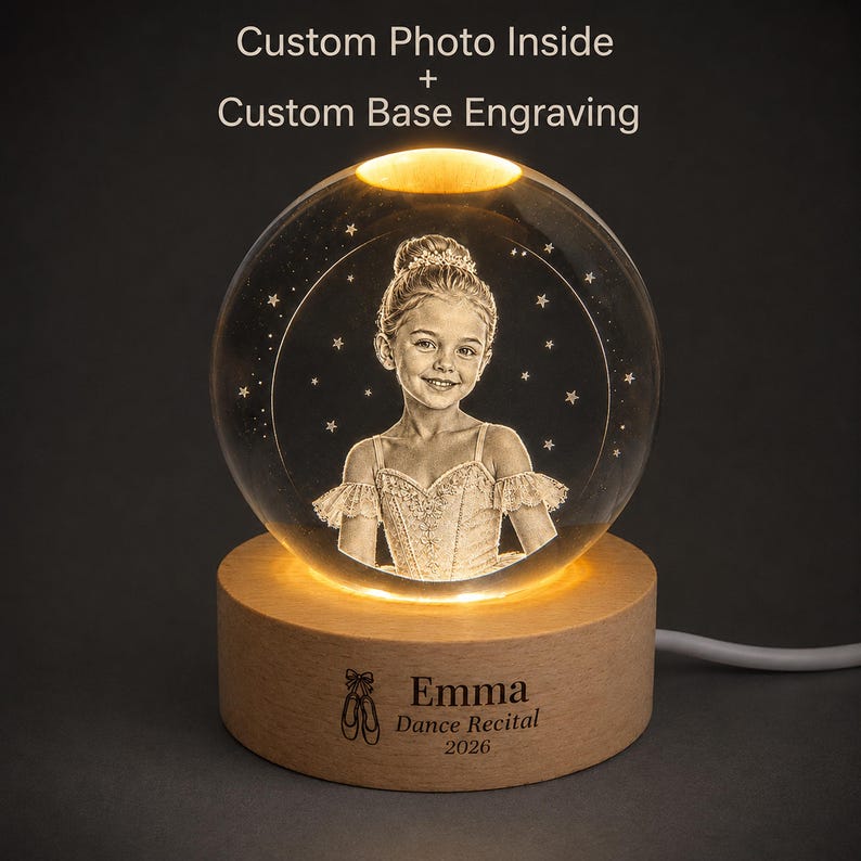 Dance Recital Gift for Girls, Personalized Crystal Ball Night Light ...