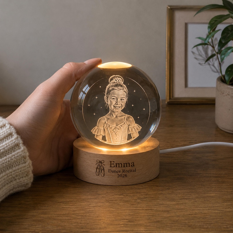 Dance Recital Gift for Girls, Personalized Crystal Ball Night Light ...