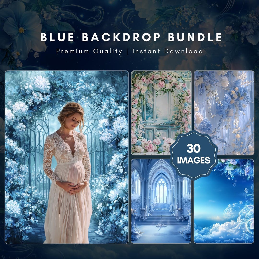 Blue Backdrop Set, Blue Digital Backdrop, Blue Bundle Family Backdrop ...