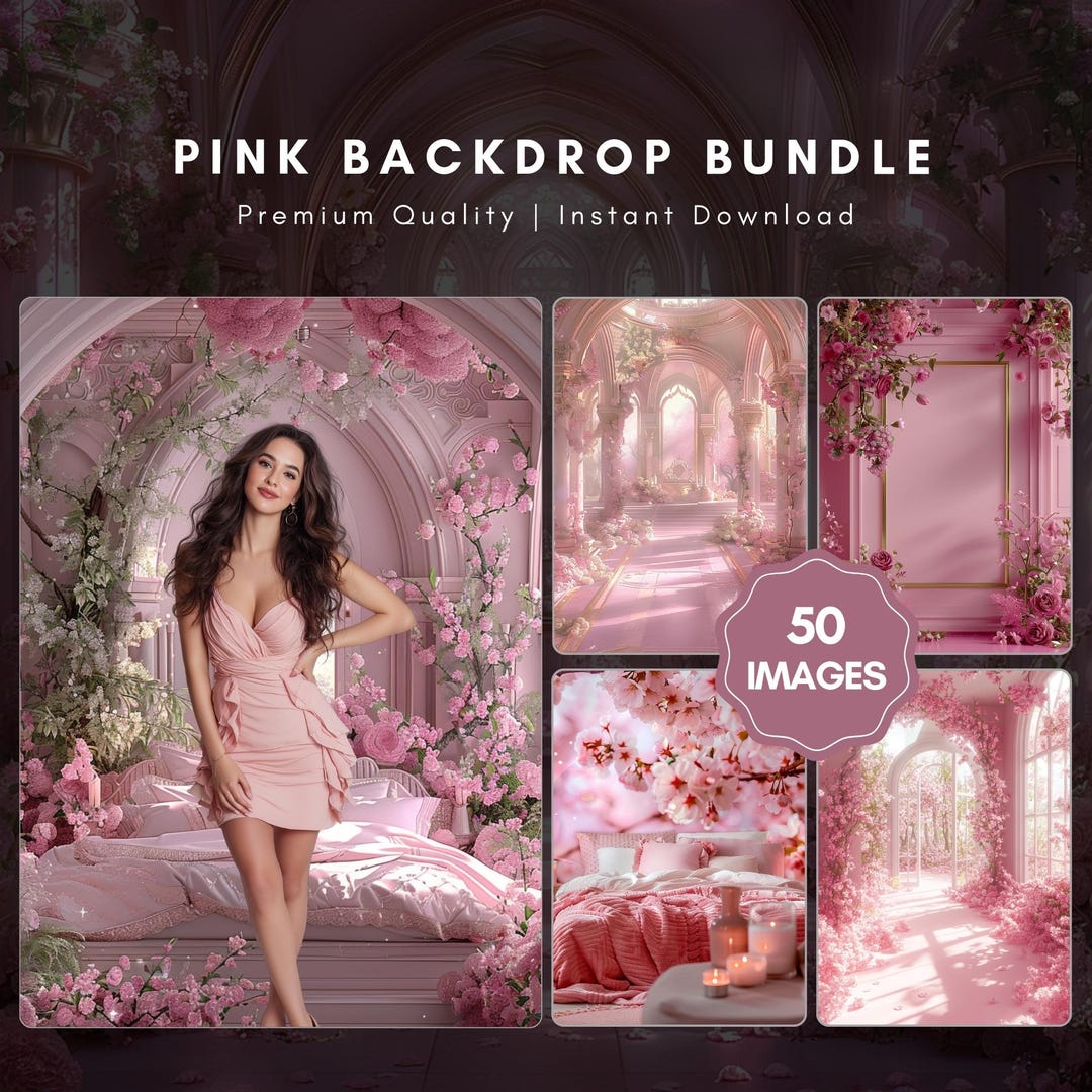 Pink Floral Studio Backdrop Bundle (digital Download) - Etsy