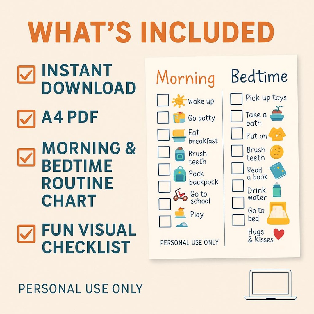 Toddler Daily Routine Chart Printable - Visual Schedule for Kids ...