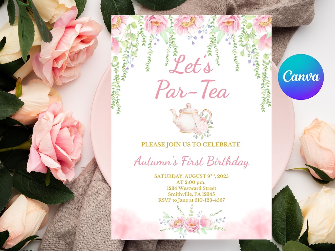 Editable Tea Party Invitation, Tea Party Birthday Invitation, Par-tea ...
