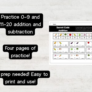 Secret Code Addition & Subtraction Worksheets | Fun Math Puzzles for ...