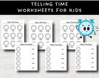 Telling Time to 5 Minutes Worksheets | 1st, 2nd, 3rd Grade Reading ...