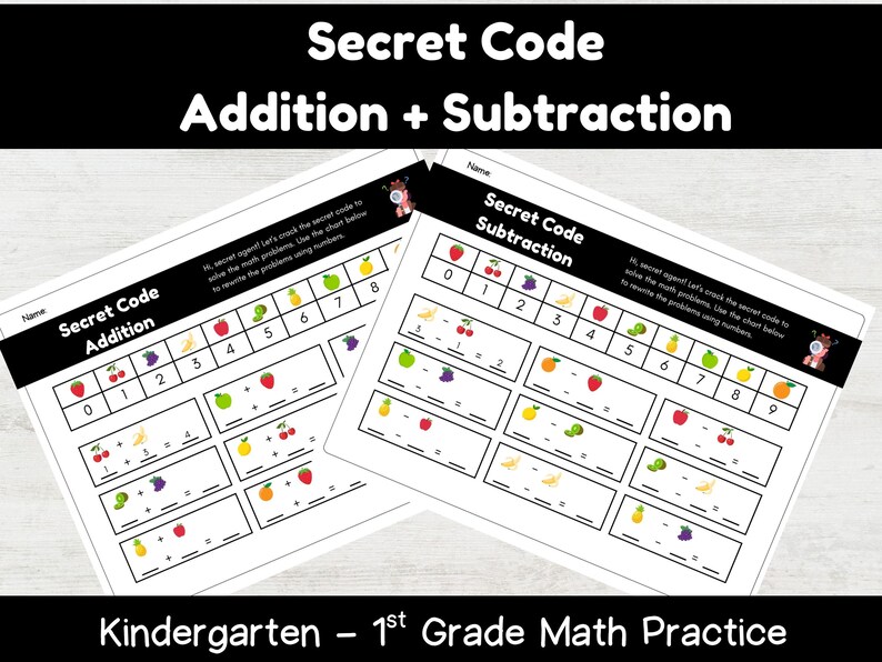Secret Code Addition & Subtraction Worksheets | Fun Math Puzzles for ...