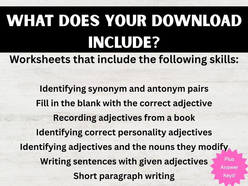 Adjectives Practice | Language Arts Grammar Workbook | Homeschool ...