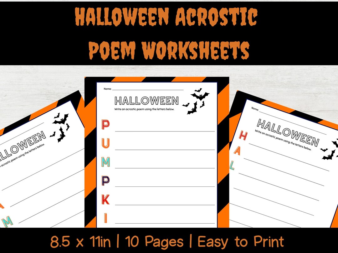 Fun Halloween Printable | Acrostic Poem Worksheets | Spooky Creative ...