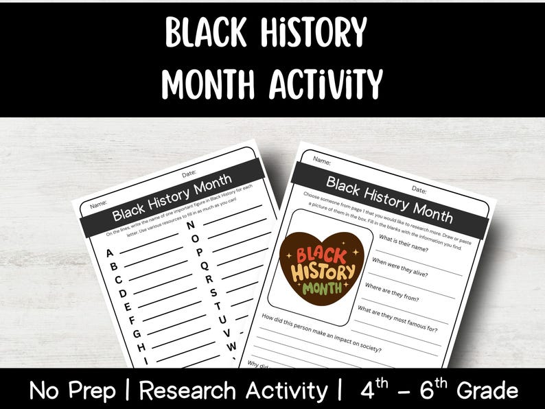 Black History Month Alphabet Research Activity | Printable Student ...